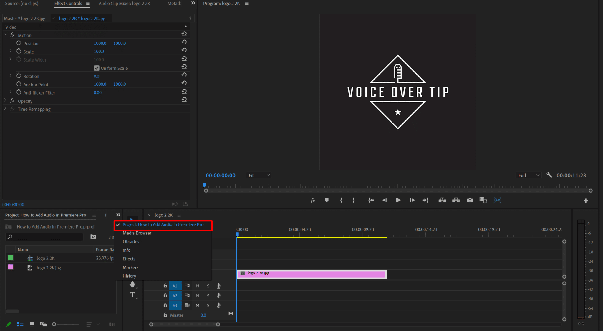 How To Add Audio In Premiere Pro Voice Over Tip